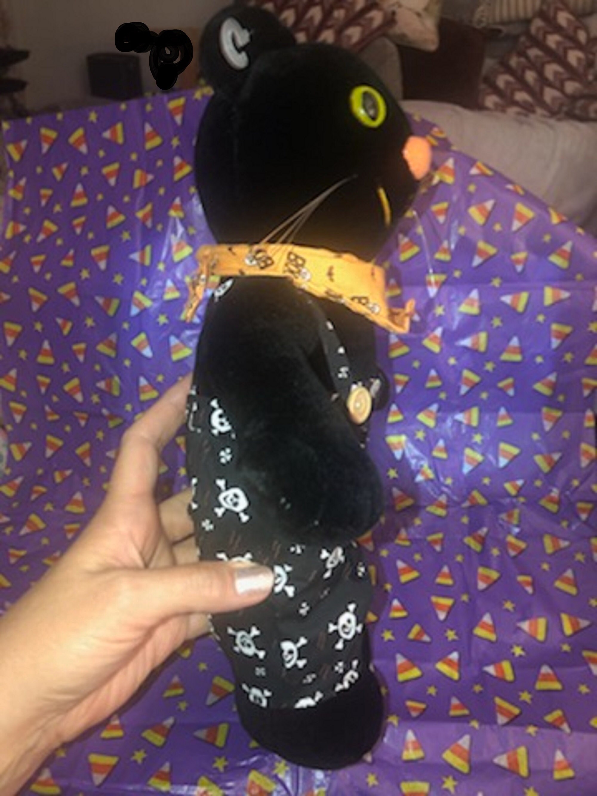 Vintage Hugfun Cat plush Black Halloween Kitty Skull Overalls | Etsy