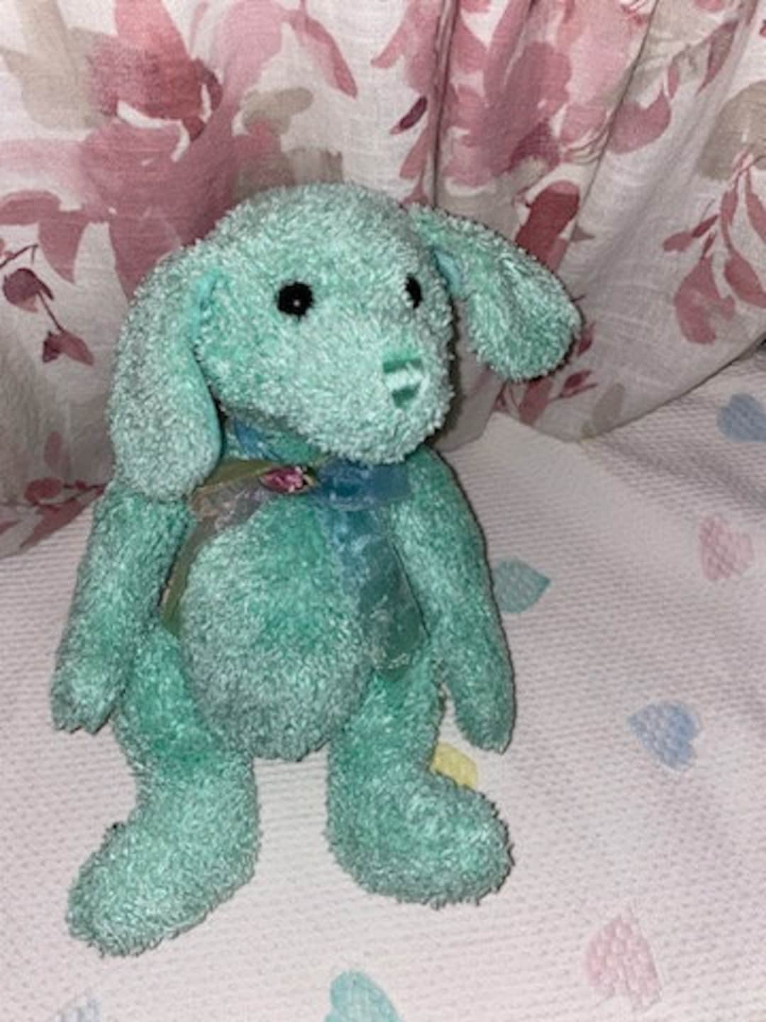 Vintage Commonwealth Dog Plush Mint Teal Green Translucent Sparkles VGC ...