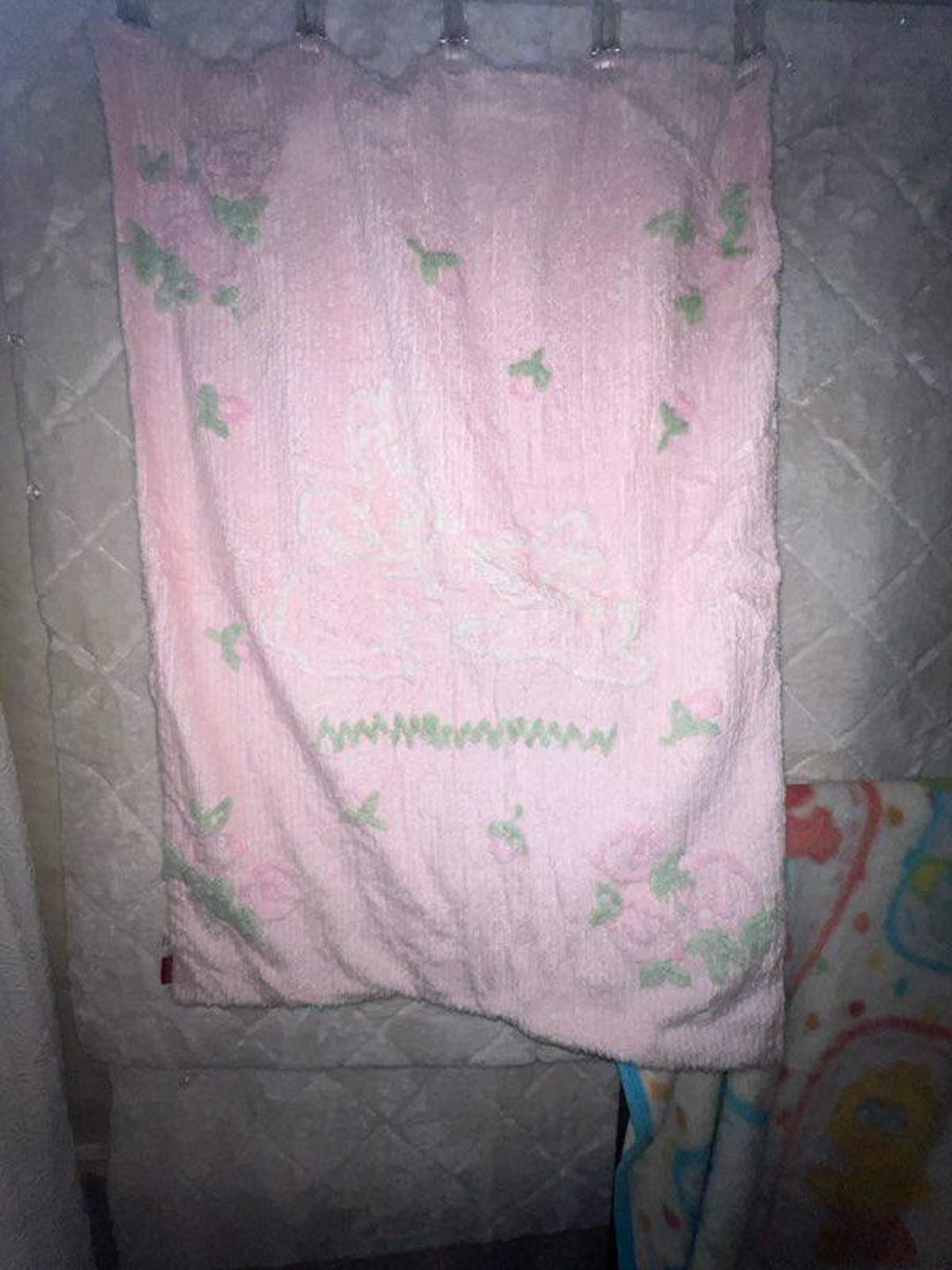 Vintage Amy Coe Baby Blanket Textured Chenille Bunny White Bunnies Baby ...