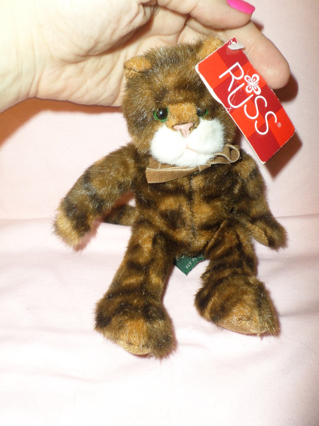 Russ Cat Tabatha Plush Vintage NWTS 8" Brown White Mouth Small Little ...