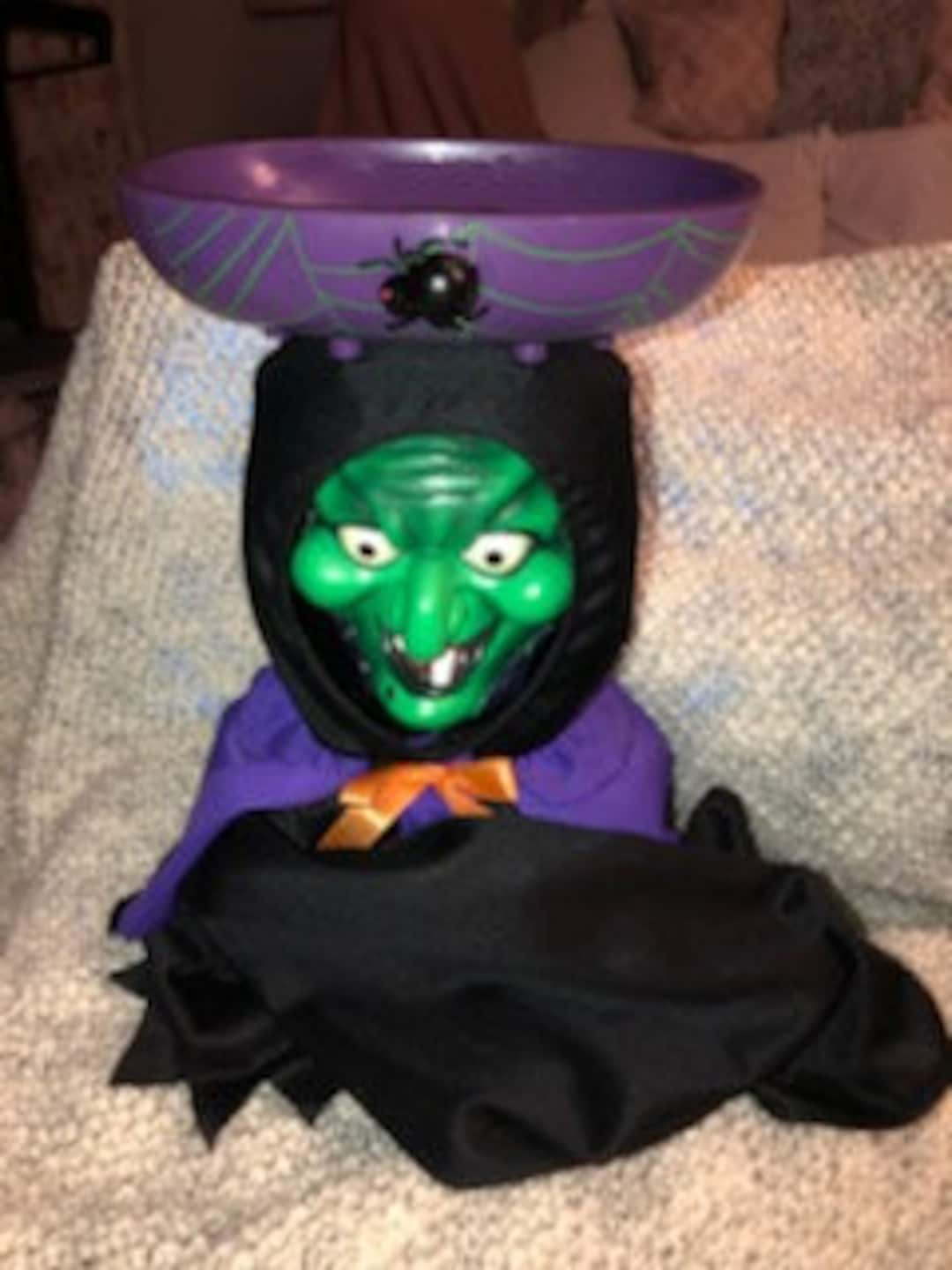 Vintage Halloween Candy Dish Animated Witch Gypsy Changes Faces Face ...