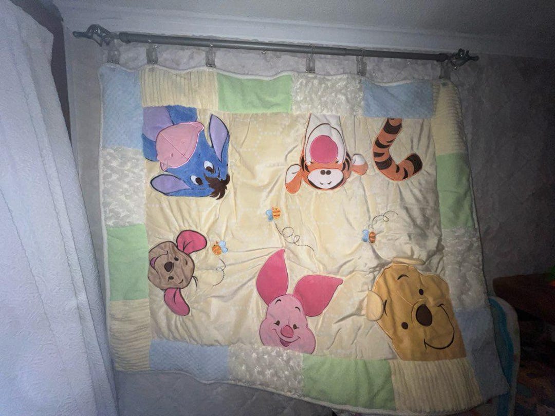 Vintage Winnie the Pooh Baby Blanket Quilt Patchwork Textured 3D Ears ...