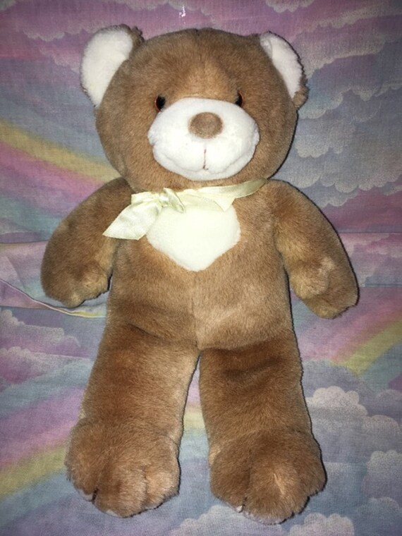 Vintage Dakin Bear plush lot of 2 jointed 1987 Brown Cream wearing ...