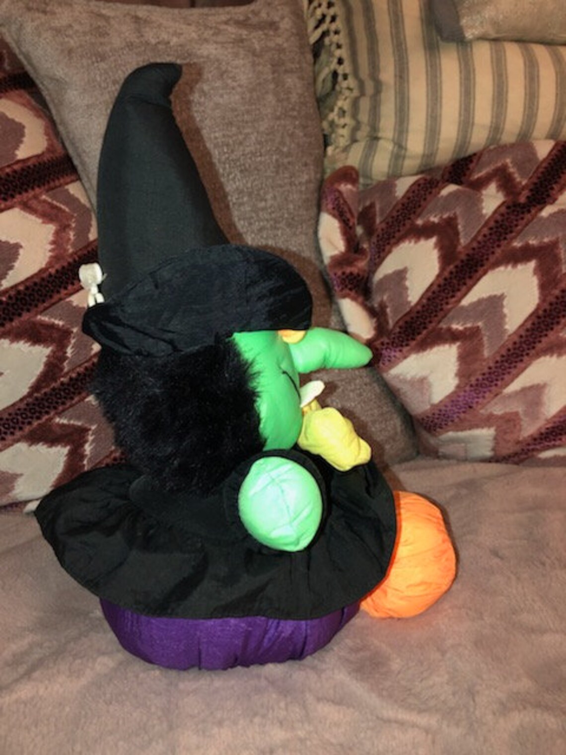 Vintage MTY Witch plush Halloween Nylon Green Face 3D Bulging | Etsy