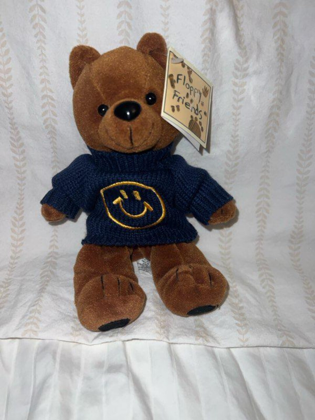 Vintage Floppy Friends Bear Plush Buster Brown Wearing Smiley Face ...