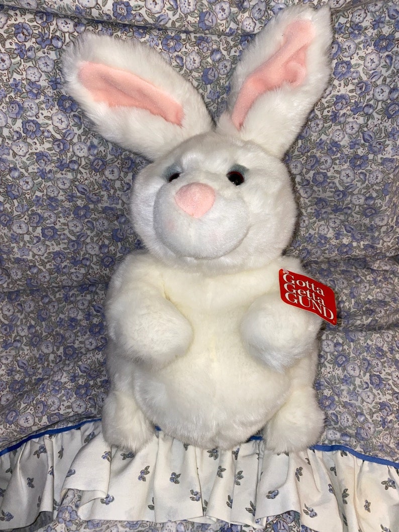 Vintage Gund Bunny Plush Buster White Gray Smokey Fur Above - Etsy