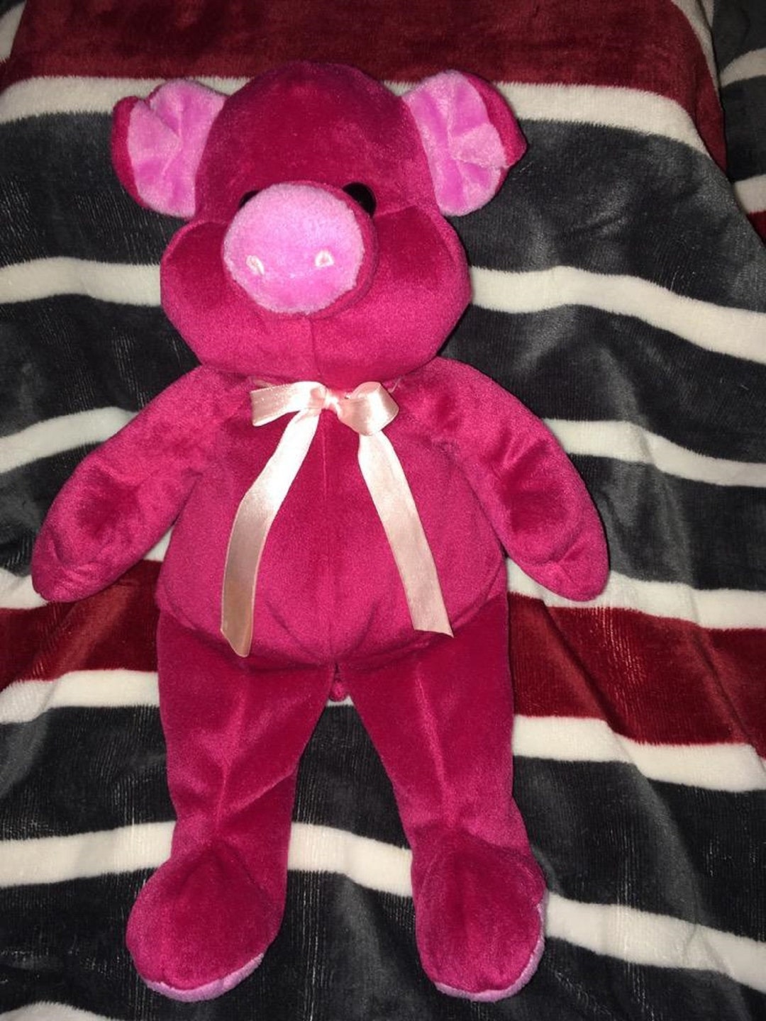 Vintage Bean Pals Pig Plush Kelly Toy Dark Pink Piggy 13" Legs Arms ...