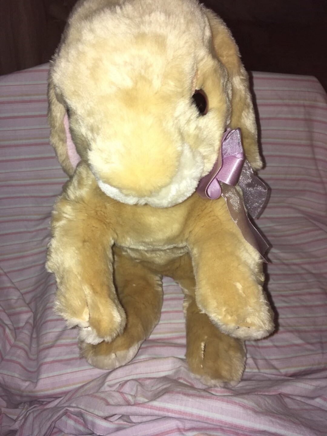 Vintage Commonwealth Bunny Plush Beige Brown Purple Ribbon Roses 17 Rabbit Easter X's 2 Mommy ...