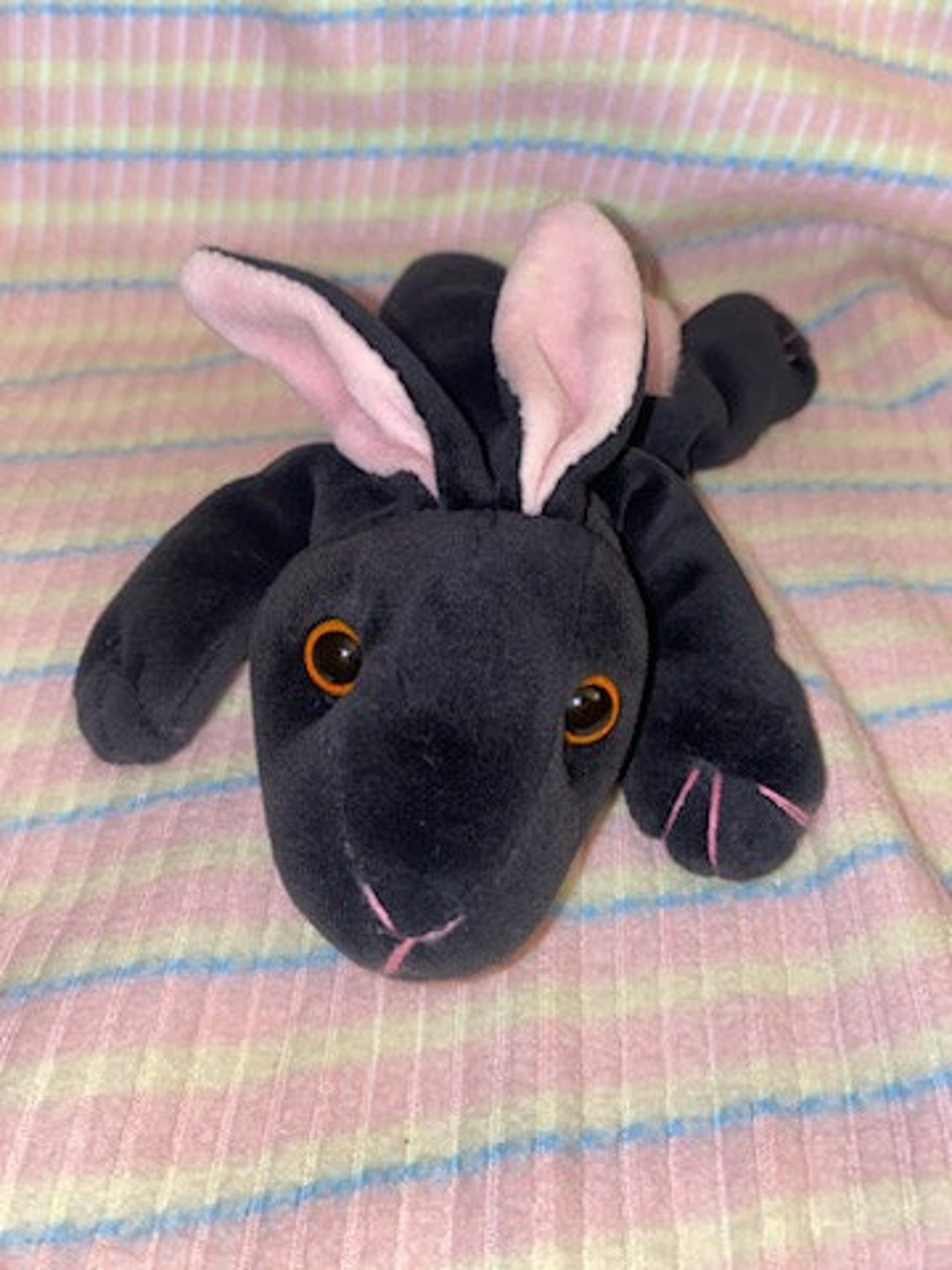 Vintage Black Bean Neon Bunny Plush Ben Millennium Black Pink Bushy ...