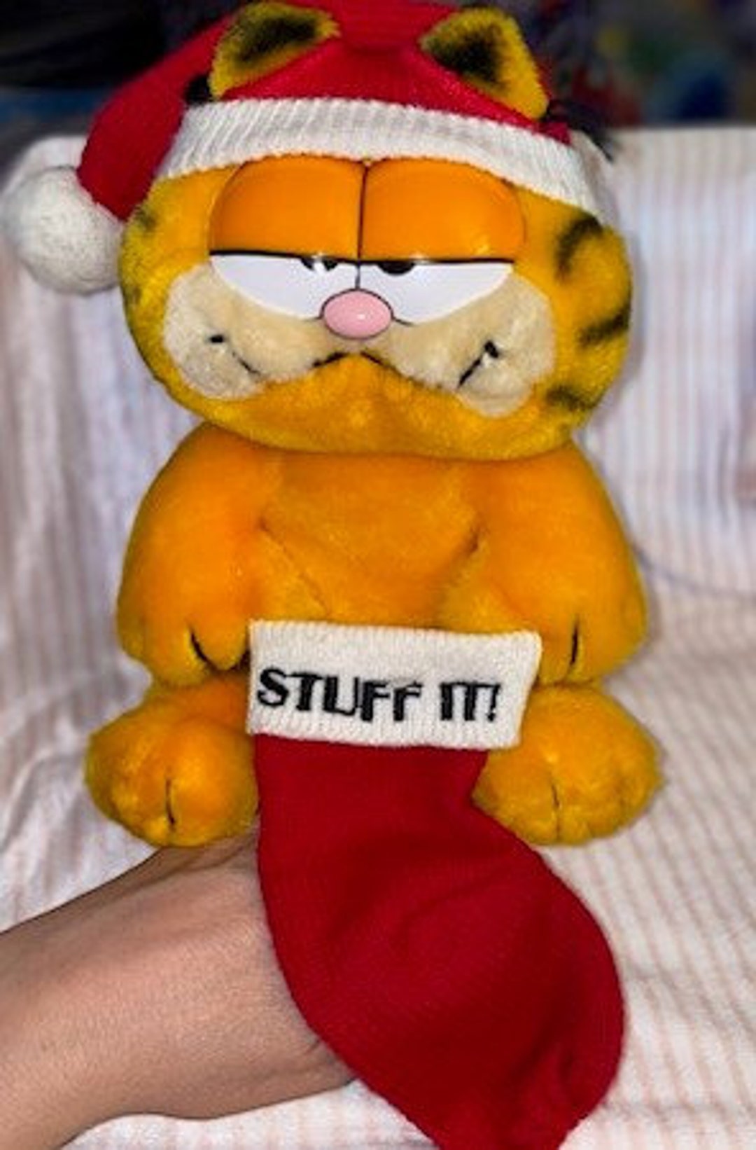 Vintage Dakin Garfield Cat Plush Lot Christmas Kitty Holding Stocking ...