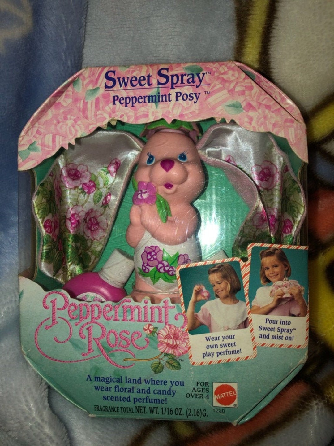 Vintage Peppermint Rose Bunny Posy Sweet Spray Rubber Silky Floral Ears ...