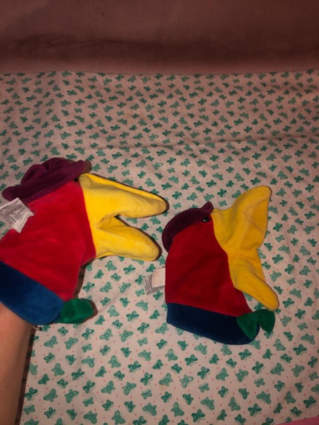 Vintage Manhattan Toy Bird Puppet Velour Hand Crow Blackbird Hat Bow ...