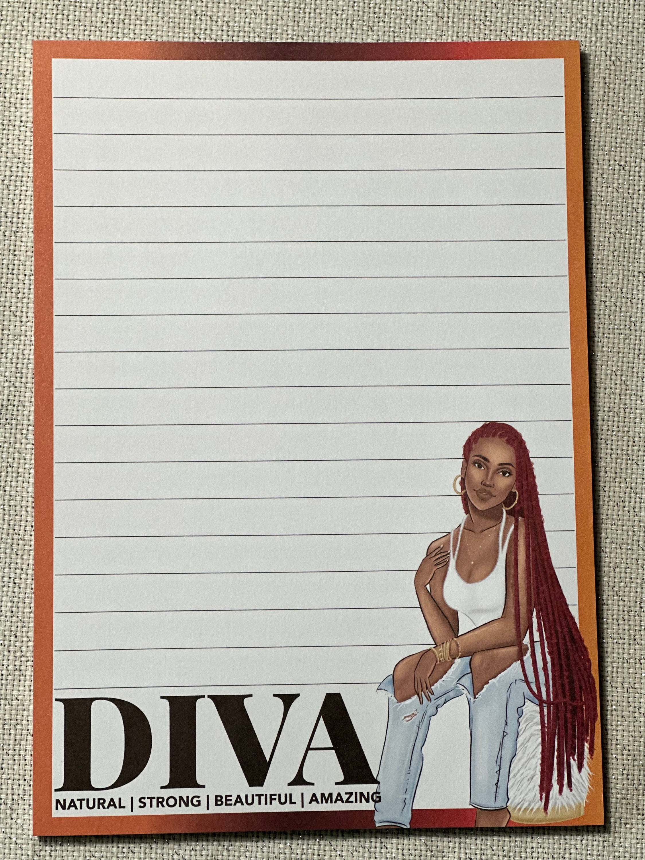 Diva Notepad, Black Woman Notepad, Daily Notepad, to Do List, Black ...