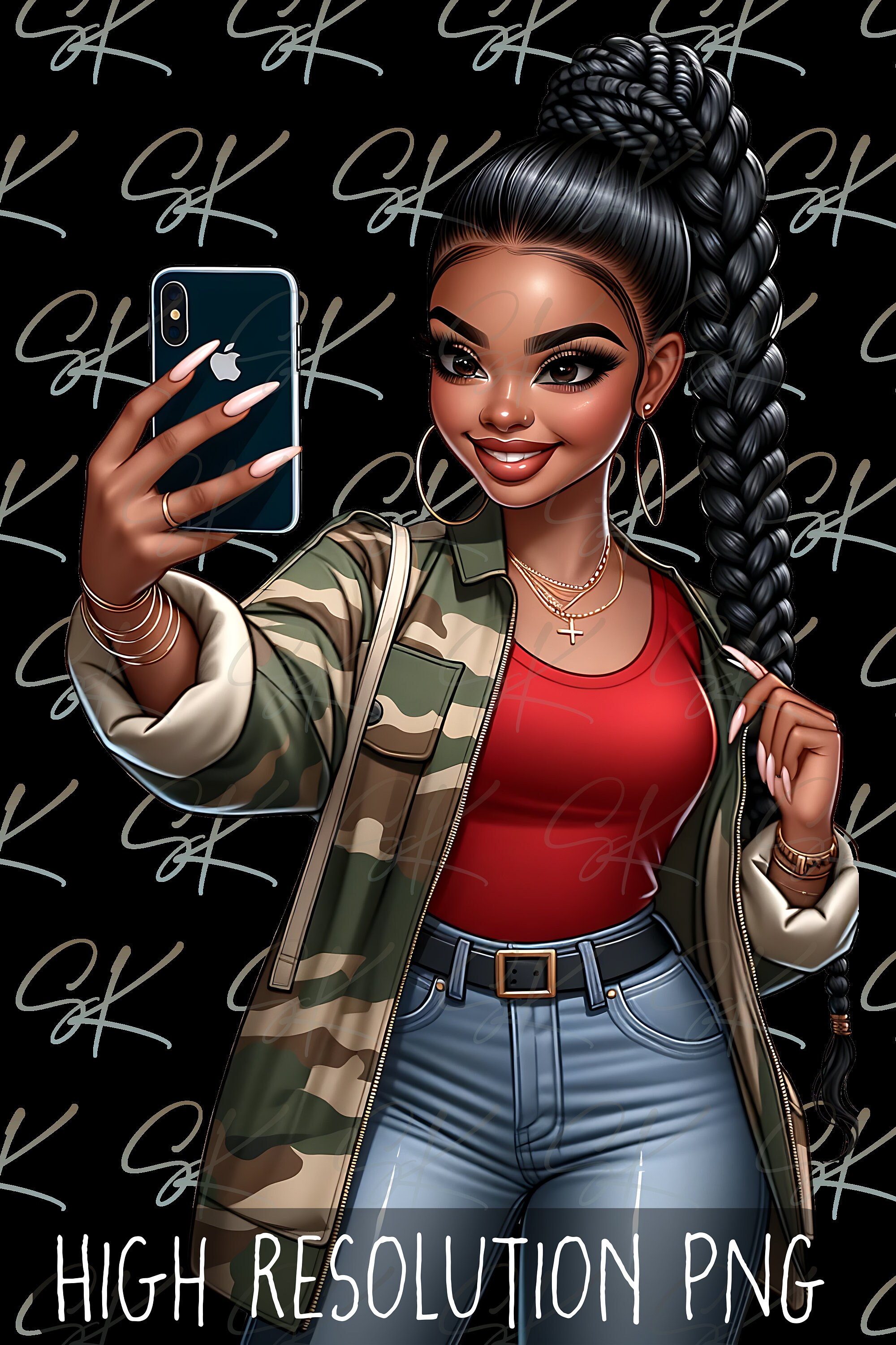 Black Woman Digital Art, Black Woman Clip Art, Transparent Png, AI Clipart - Etsy