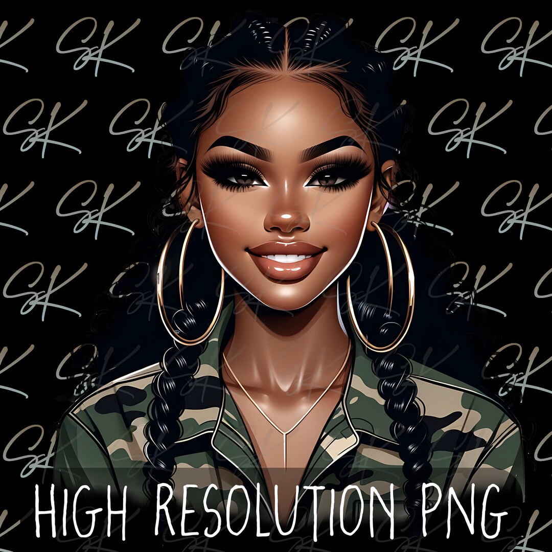 Black Woman Digital Art, Black Woman Clip Art, Transparent Png - Etsy