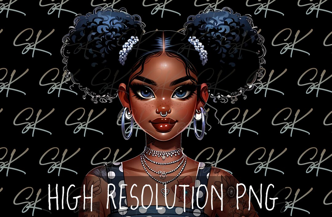 Black Woman Digital Art, Black Woman Clip Art, Transparent Png - Etsy