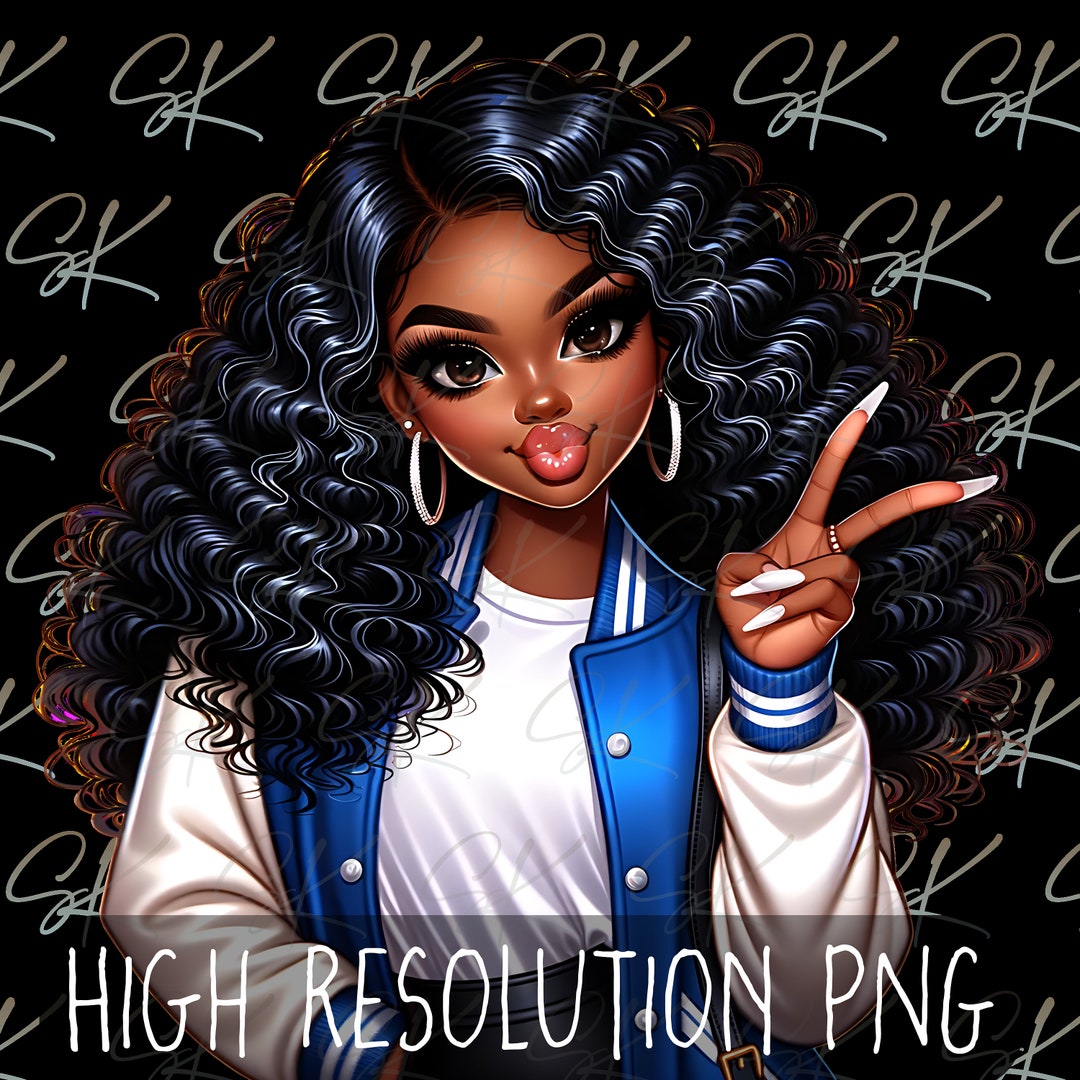 Black Woman Digital Art, Kiss Face Clip Art, Black Woman Clip Art, Transparent Png - Etsy