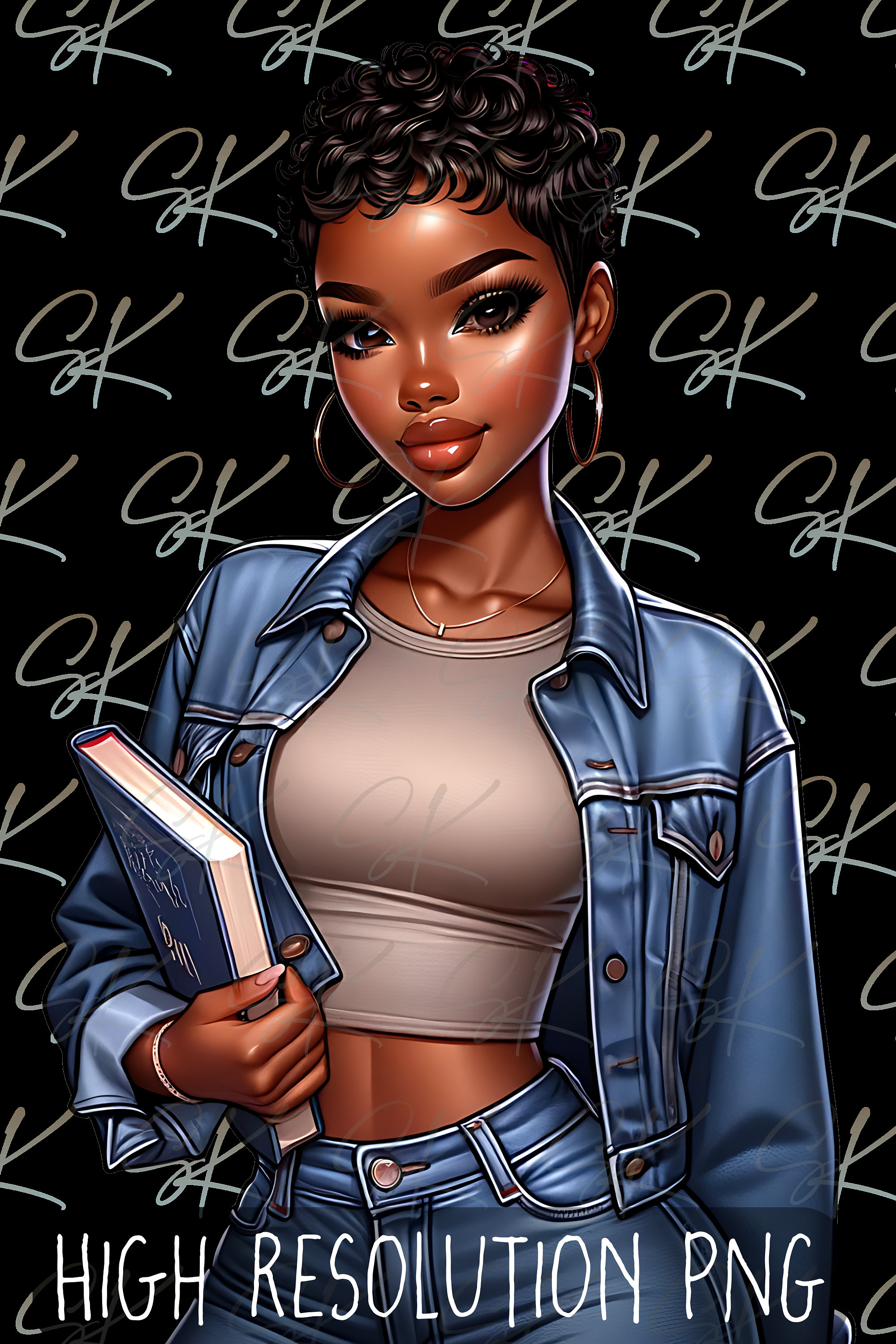 Black Woman Digital Art, Black Woman Clip Art, Transparent Png - Etsy