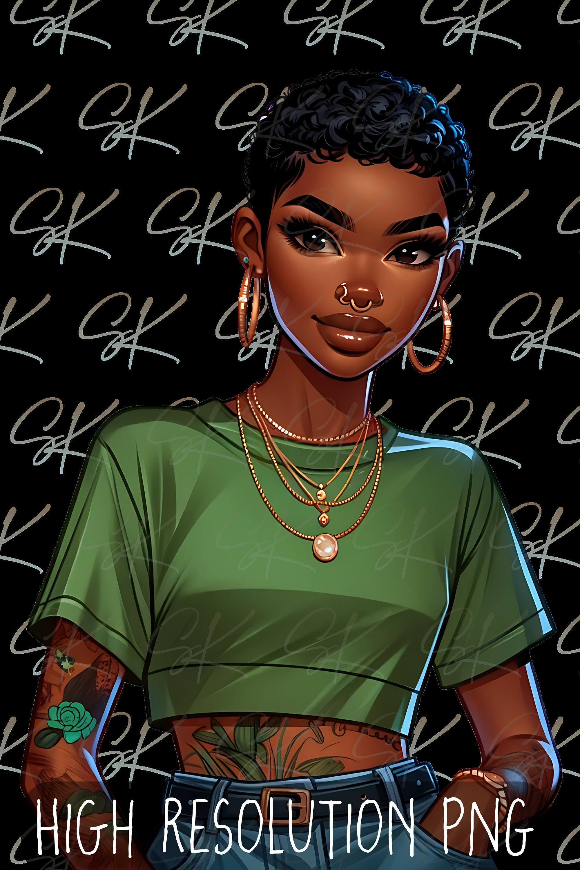 Black Woman Digital Art, Black Woman Clip Art, Transparent Png - Etsy