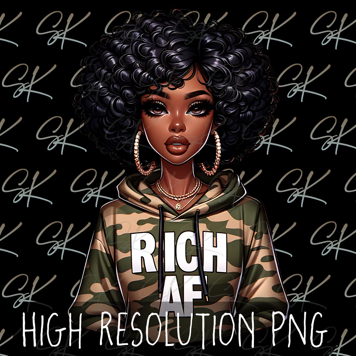 Black Woman Digital Art, Black Woman Clip Art, Transparent Png - Etsy