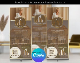 DIY Real Estate Agent Retractable Banner Template, Realtor Roll up ...