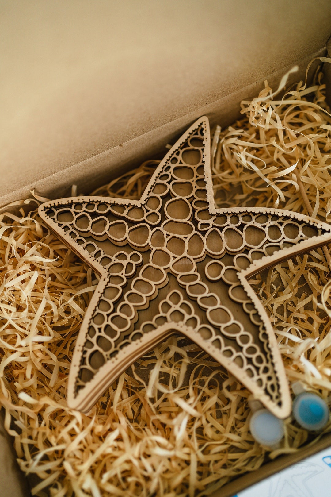 DIY Self-coloring Starfish Kit Fun and Relaxing Activity for All Ages Multilayer Coloring Wood ...