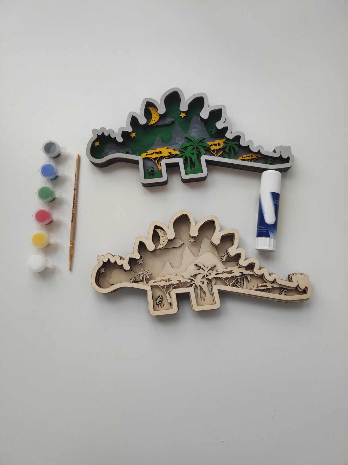 Kid's Dinosaur Painting Kit Craft Wood Colorful Diy Wood Kit Toy ...