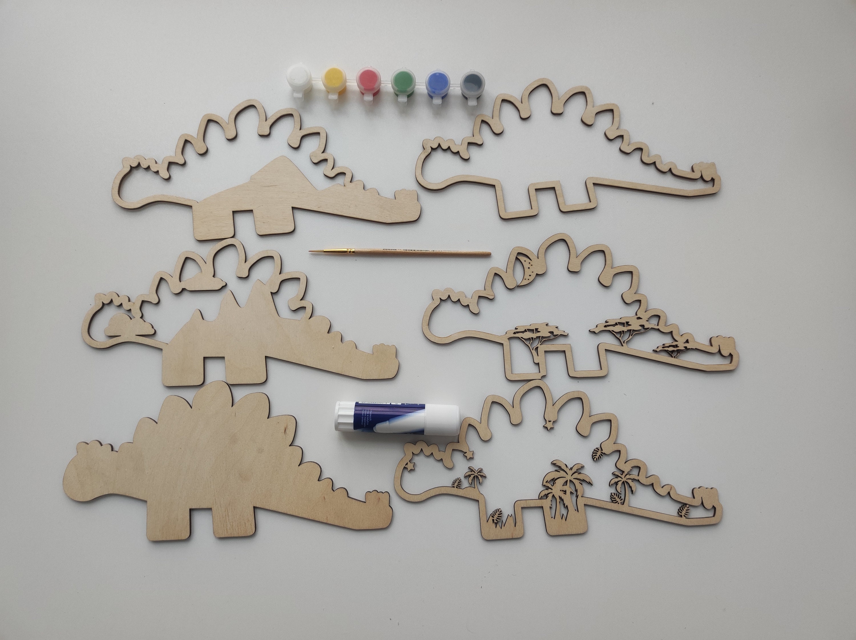 Kid's Dinosaur Painting Kit Craft Wood Colorful Diy Wood Kit Toy ...