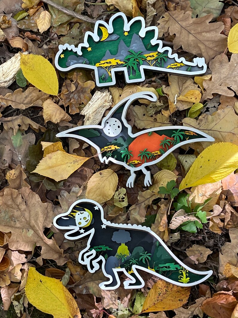 Kid's Dinosaur Painting Kit Craft Wood Colorful Diy Wood Kit Toy ...