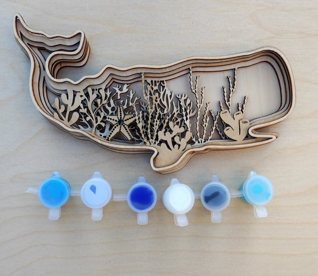 Sea Life Sperm-whale Wood Paint Set DIY Kits Set of Wood Hand Painted ...