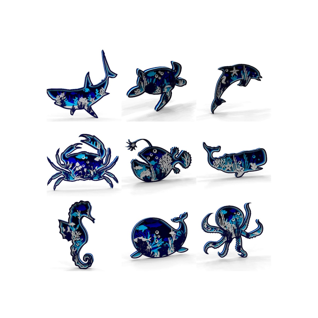 5 Layer Ocean Animals Scenery DIY Craft Set of Wooden Unleash Your ...