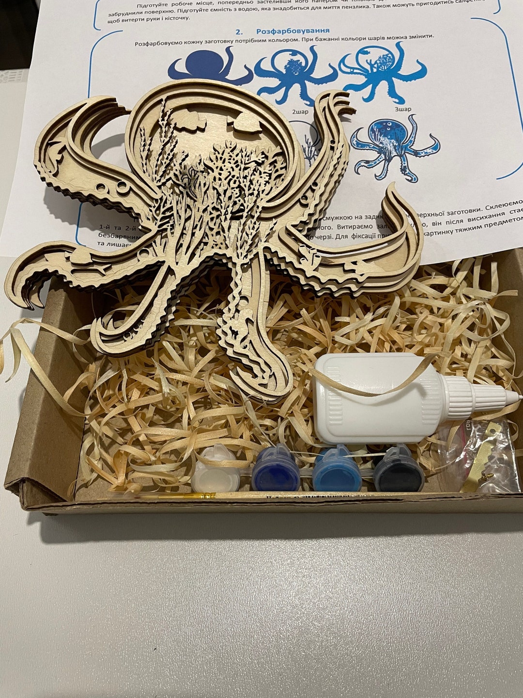 Ocean Wonders: DIY Octopus Craft Kit - Create Your Own Colorful Wooden ...