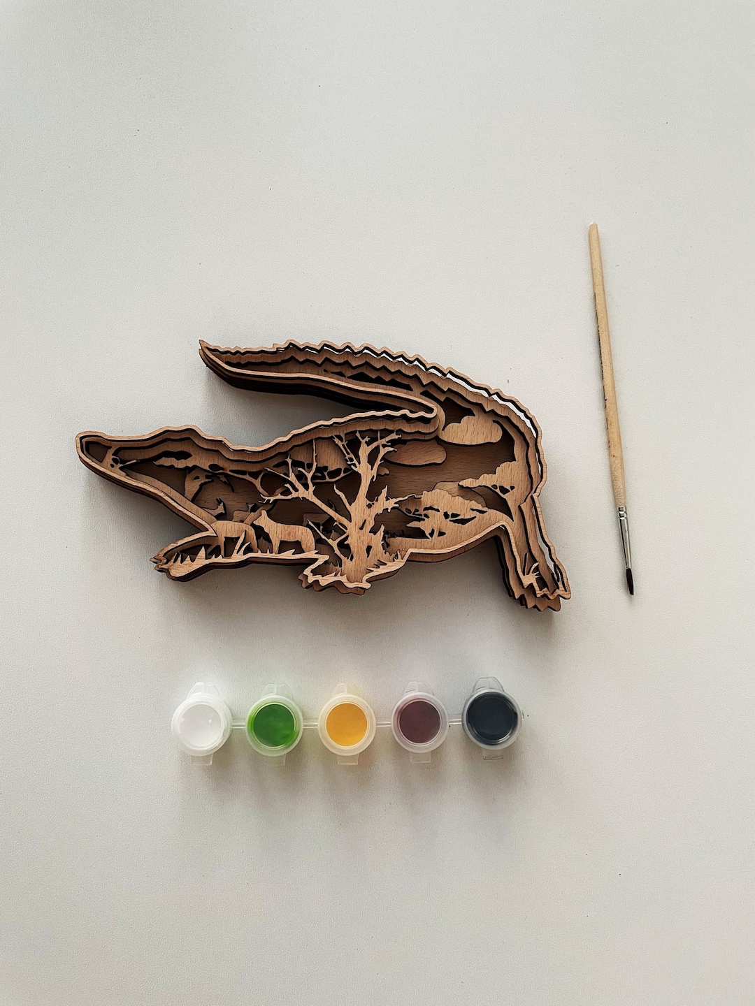Crocodile Wood Painting Kit Modern DIY Craft Kit Paint by Number Kit ...
