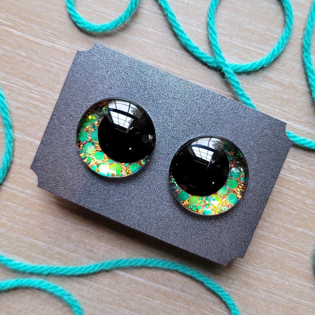 Hand Painted Safety Eyes: Copper & Green Color Shifting Glitter - Etsy