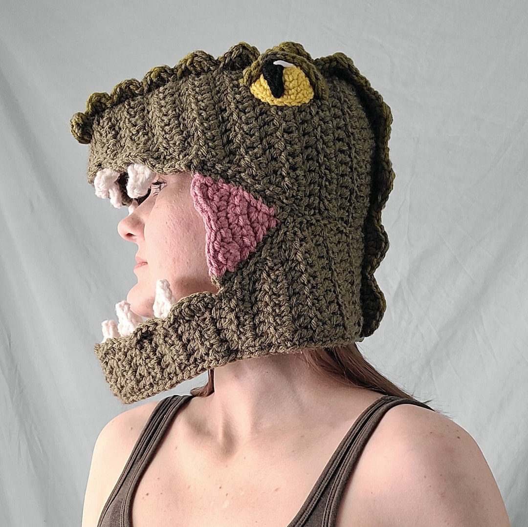Dino Mask or Dragon Hat Crochet Pattern PDF - Made by a Human - Etsy