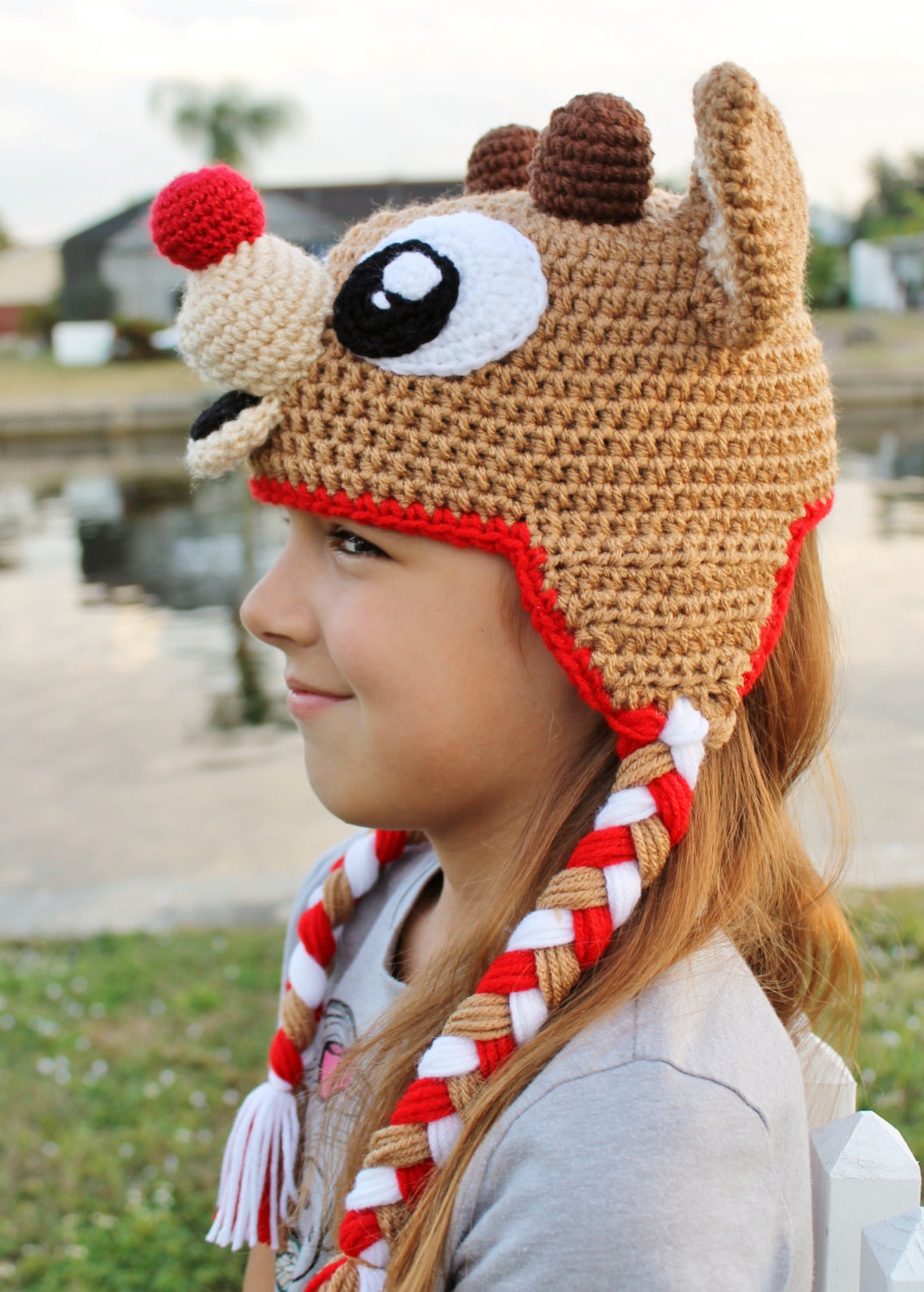 Rudolph the Red Nosed Reindeer Crochet Hat Pattern Christmas | Etsy