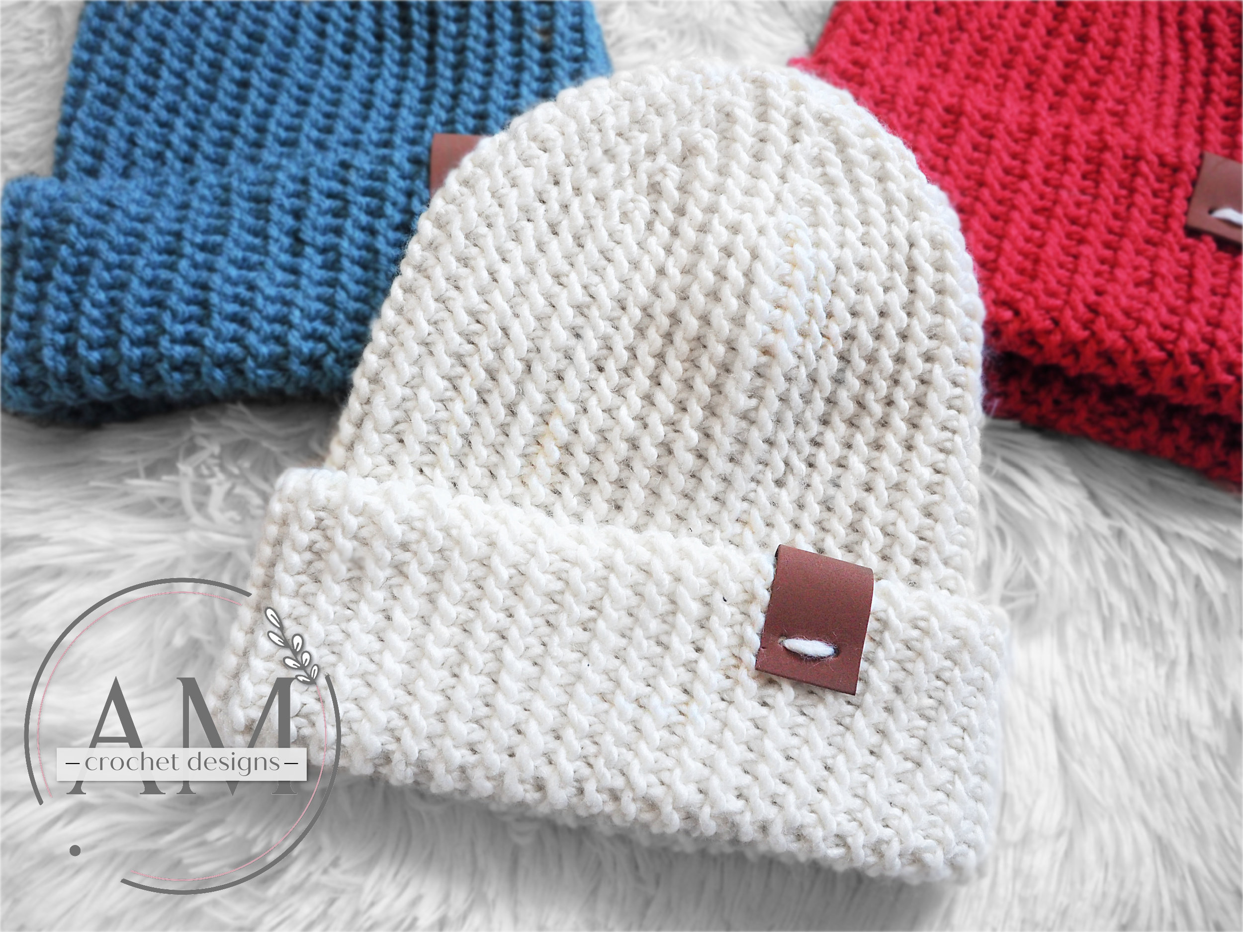 CROCHET PATTERN- CARTER Knit-look Fisherman Style Beanie, Hat, Cropped ...