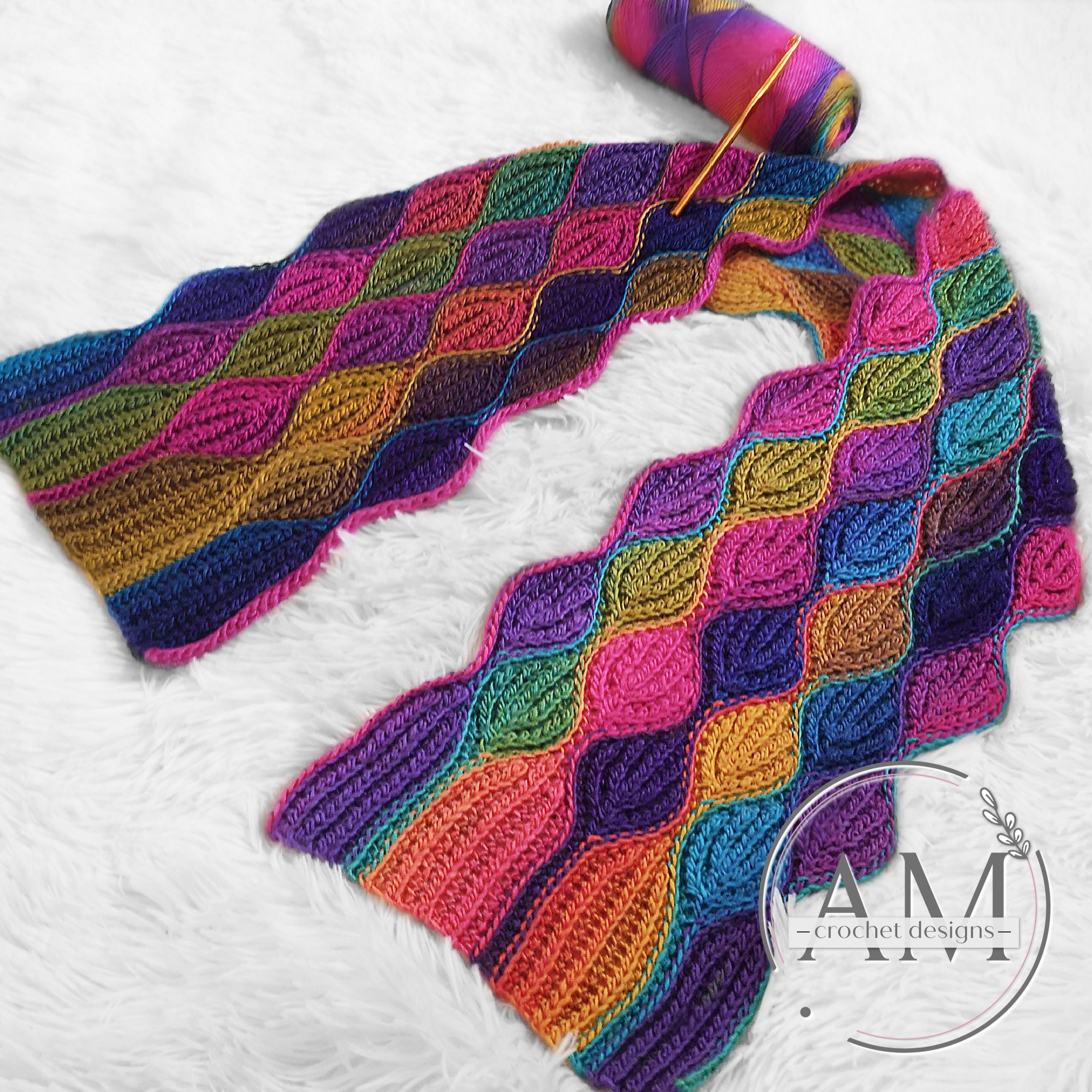 CROCHET PATTERN- ASPEN Leaves Knit-look Stitchery, Scarf, Shawl, Cowl ...