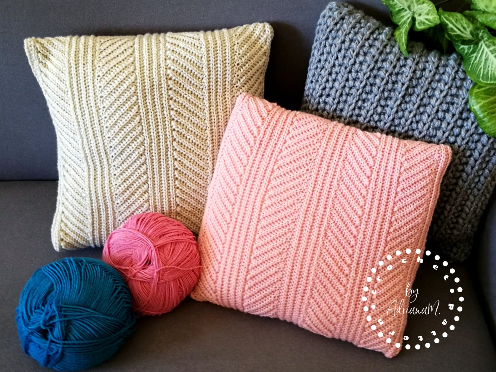 100% C R O C H E T PATTERN Knit Look FISHBONE Cushion | Etsy