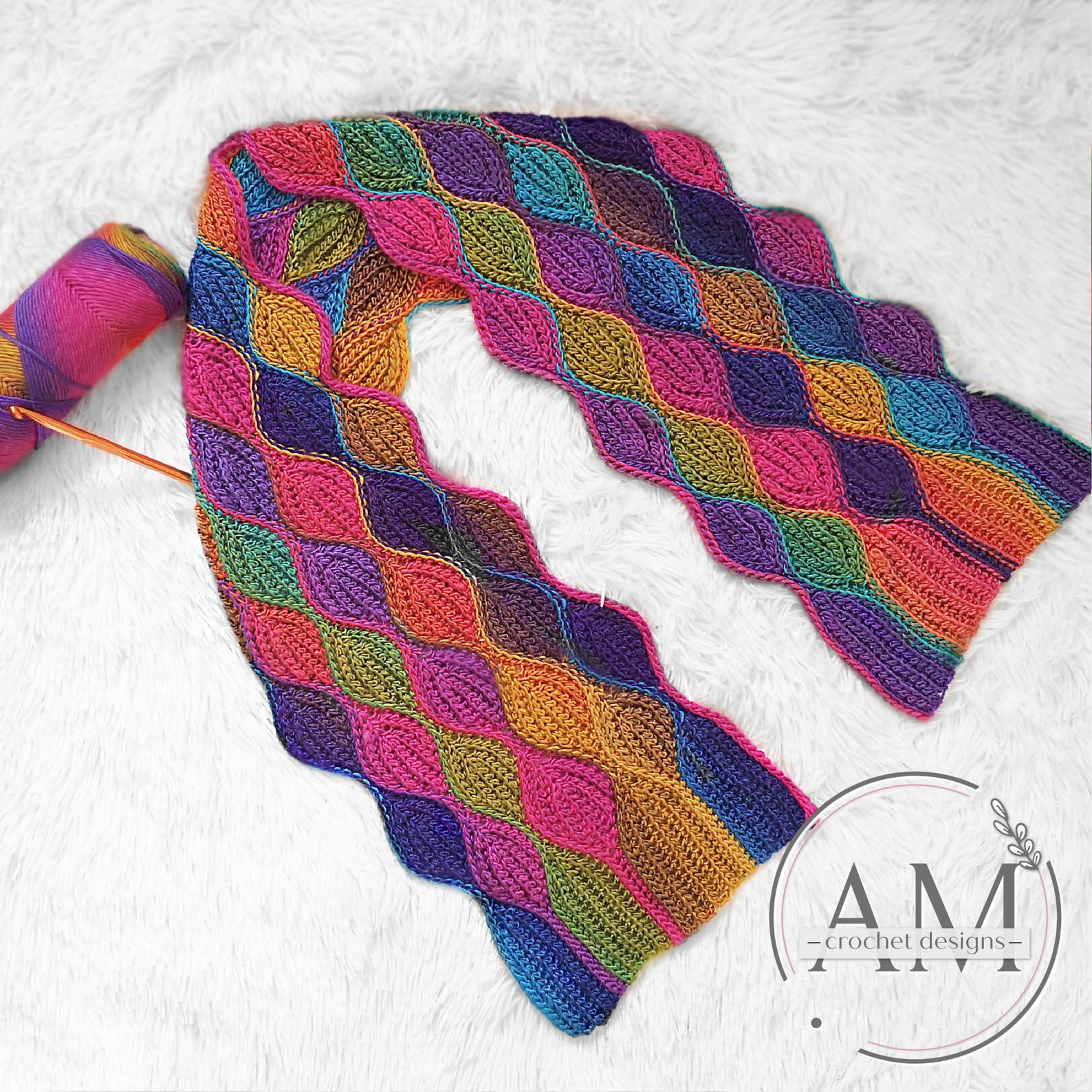 CROCHET PATTERN- ASPEN Leaves Knit-look Stitchery, Scarf, Shawl, Cowl ...