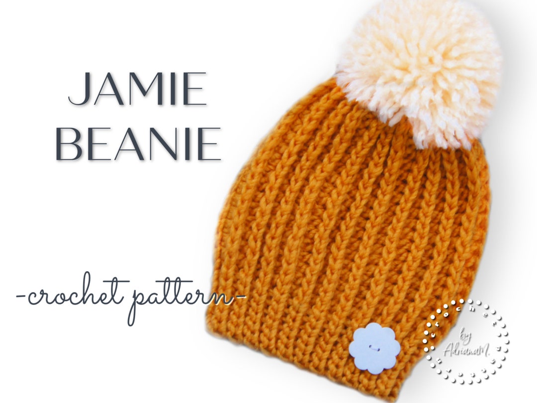 CROCHET PATTERN- JAMIE Unisex Beanie,hat,textured,ribbed,adult,teens ...