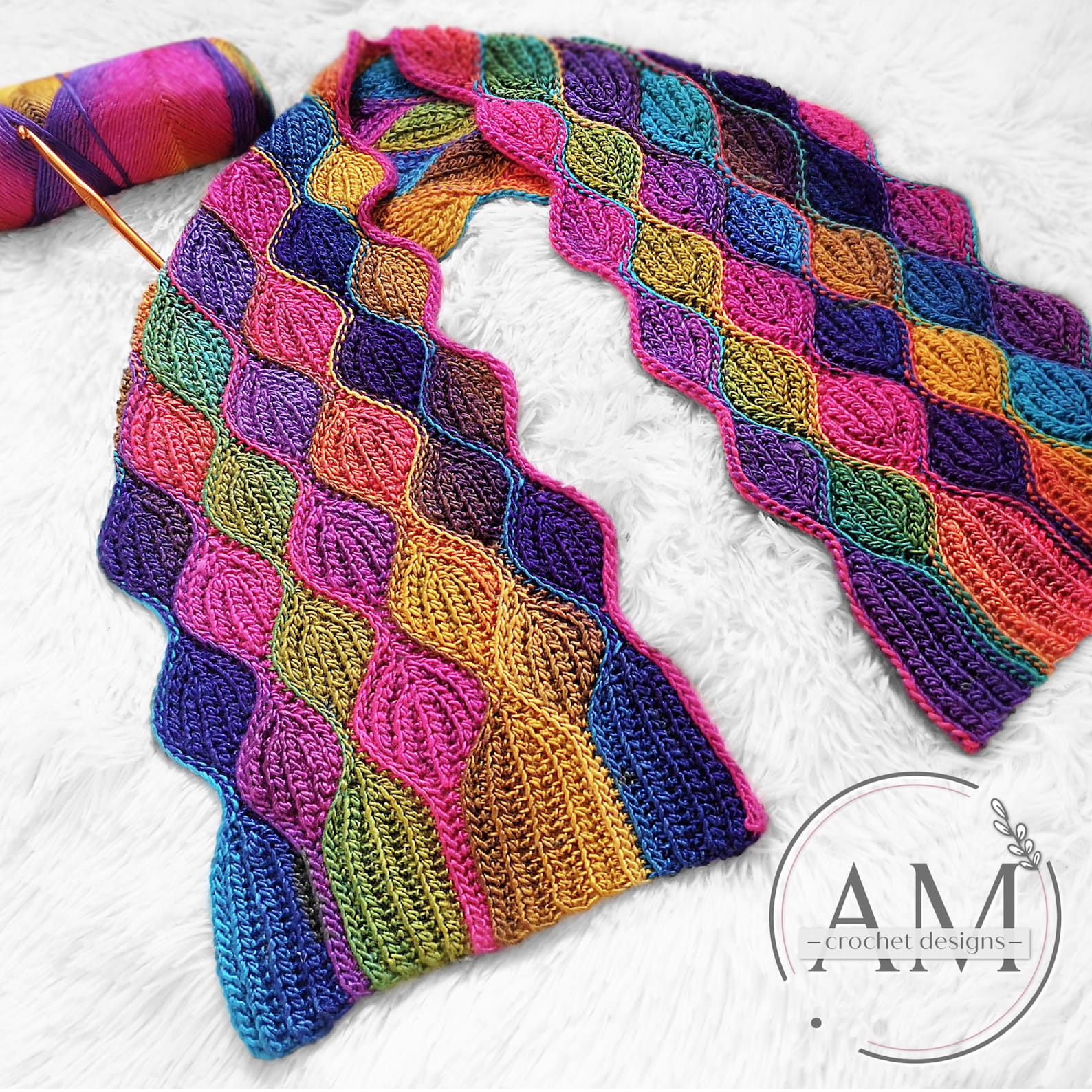 CROCHET PATTERN- ASPEN Leaves Knit-look Stitchery, Scarf, Shawl, Cowl ...
