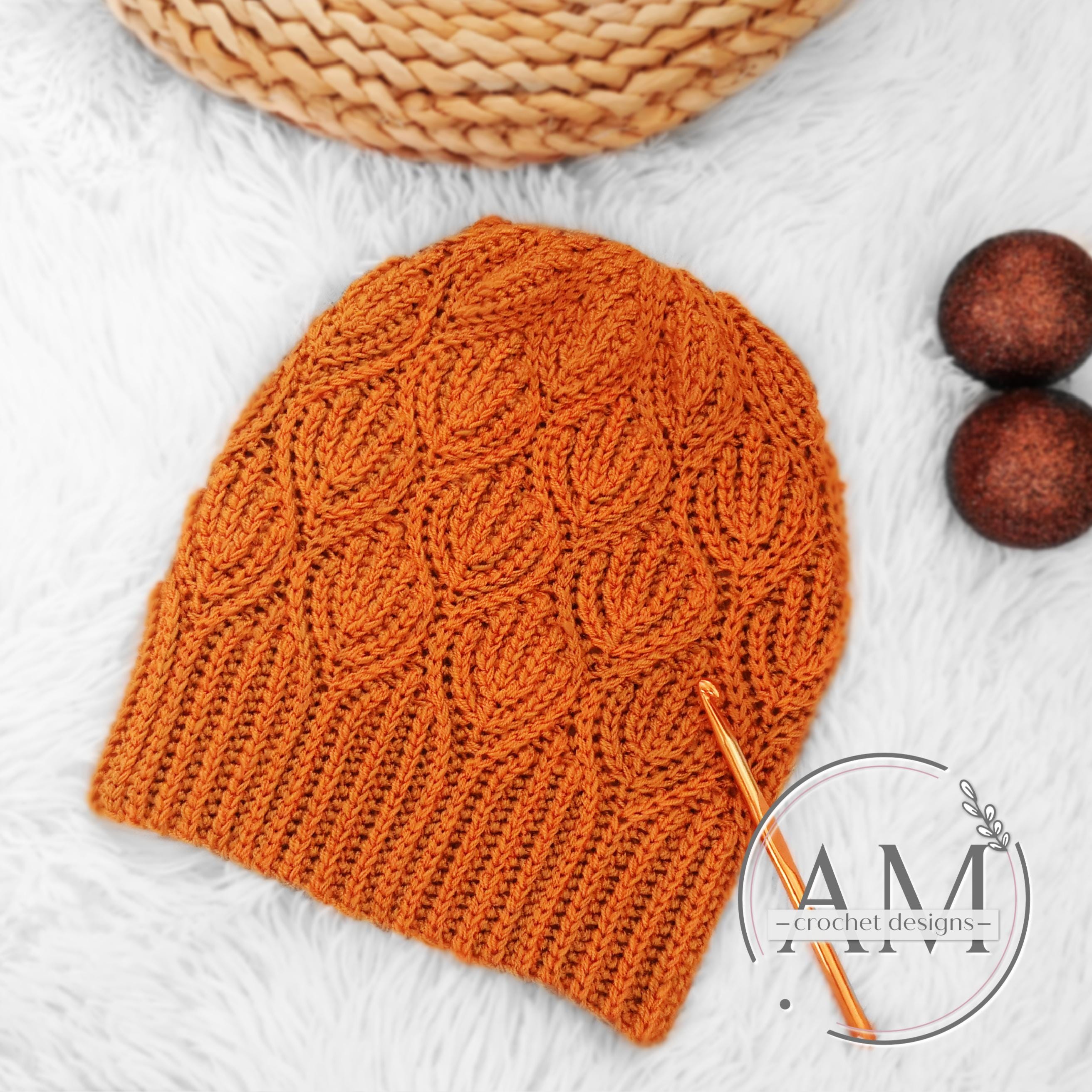 CROCHET PATTERN- ASPEN Leaves Knit-look Beanie, Hat, Textured, Ribbed ...