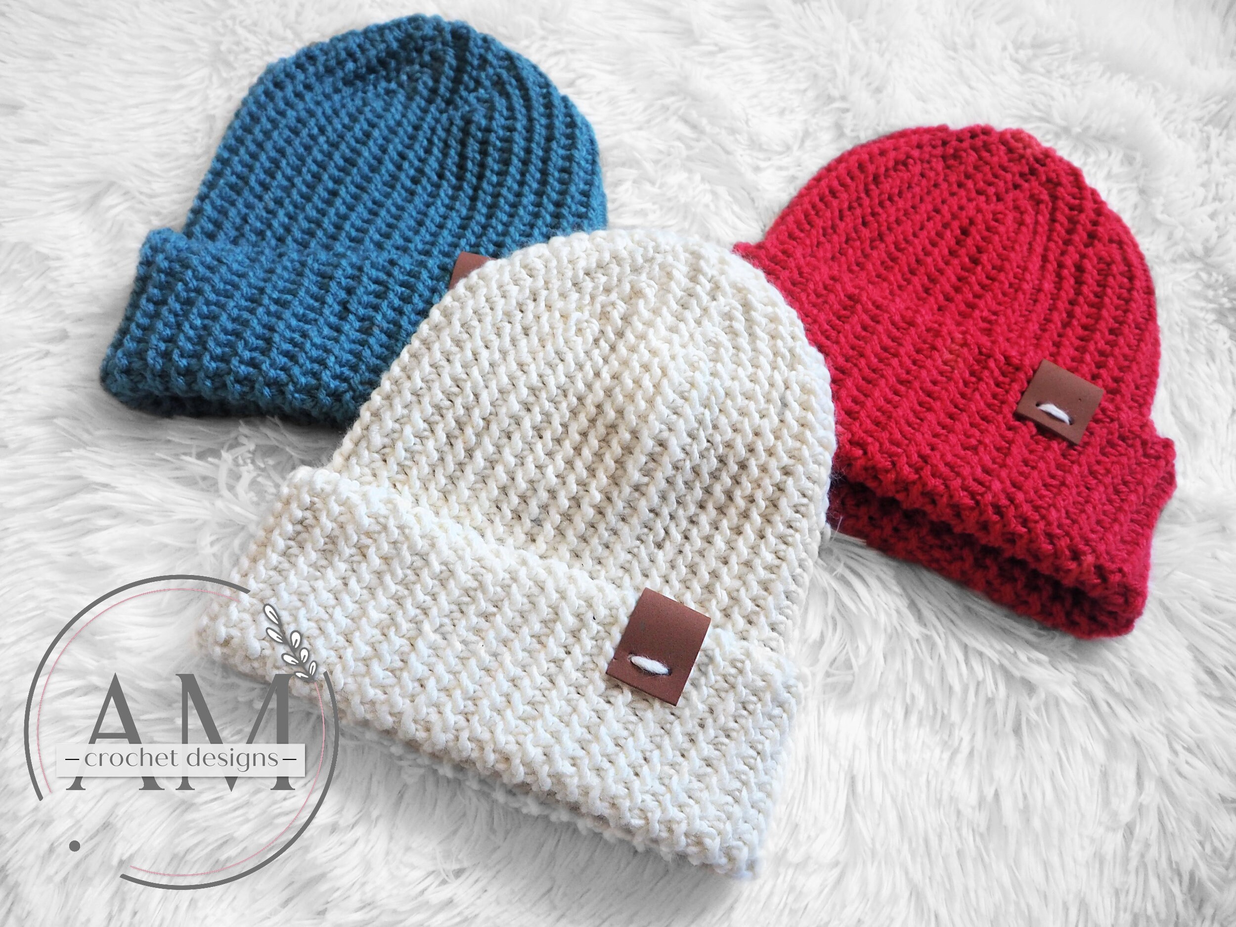 CROCHET PATTERN- CARTER Knit-look Fisherman Style Beanie, Hat, Cropped ...