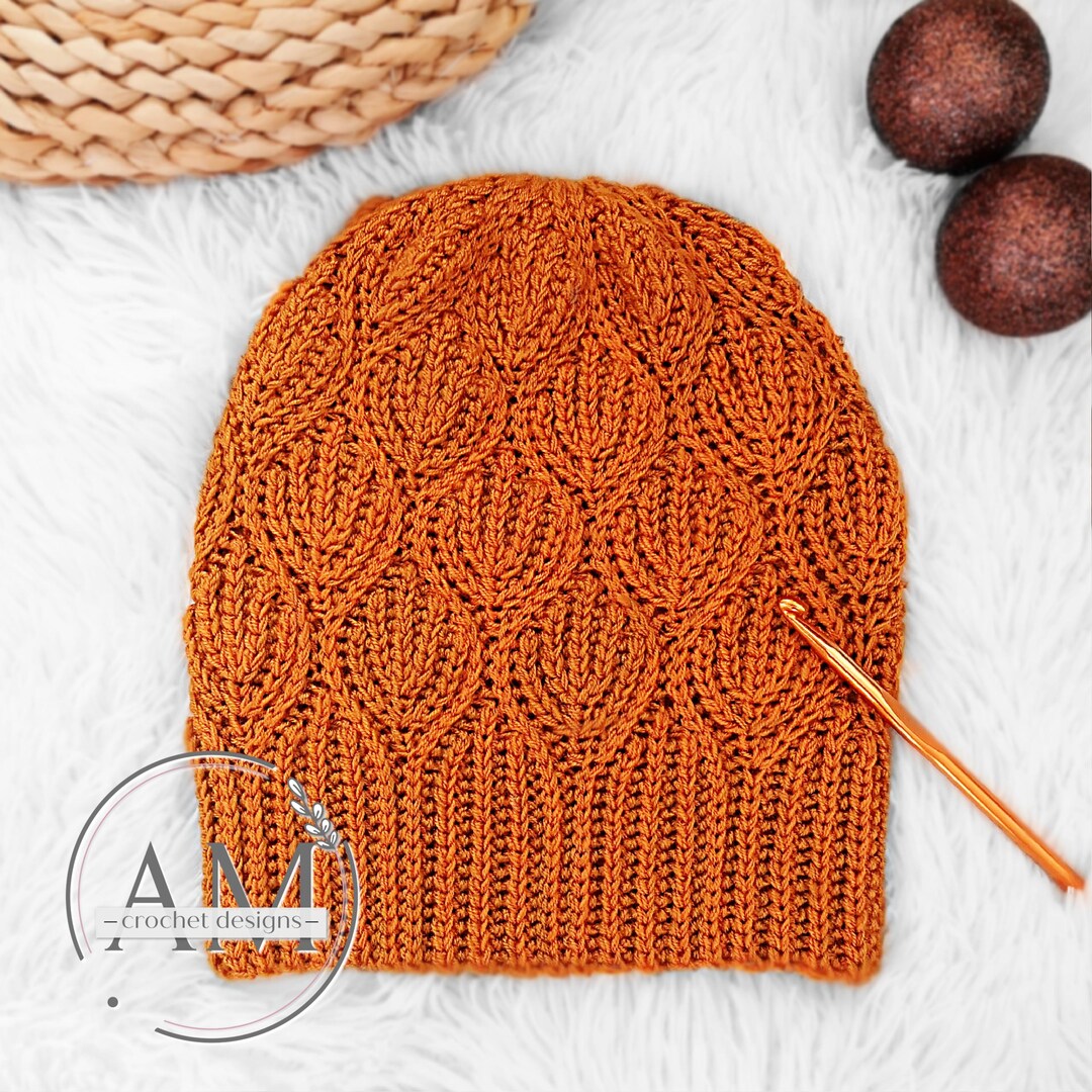 CROCHET PATTERN- ASPEN Leaves Knit-look Beanie, Hat, Textured, Ribbed ...