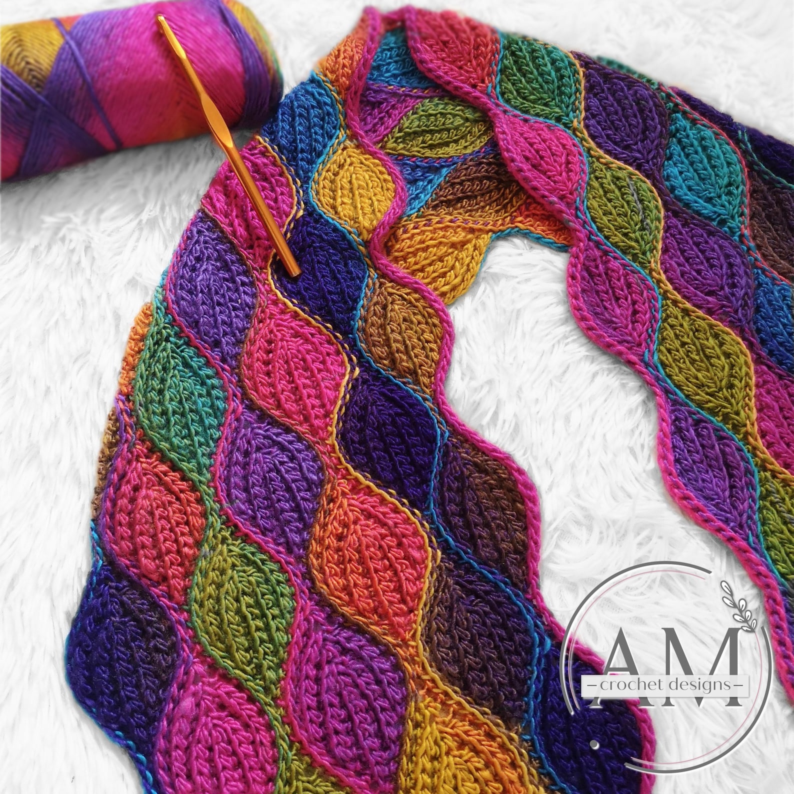CROCHET PATTERN- ASPEN Leaves Knit-look Stitchery, Scarf, Shawl, Cowl ...