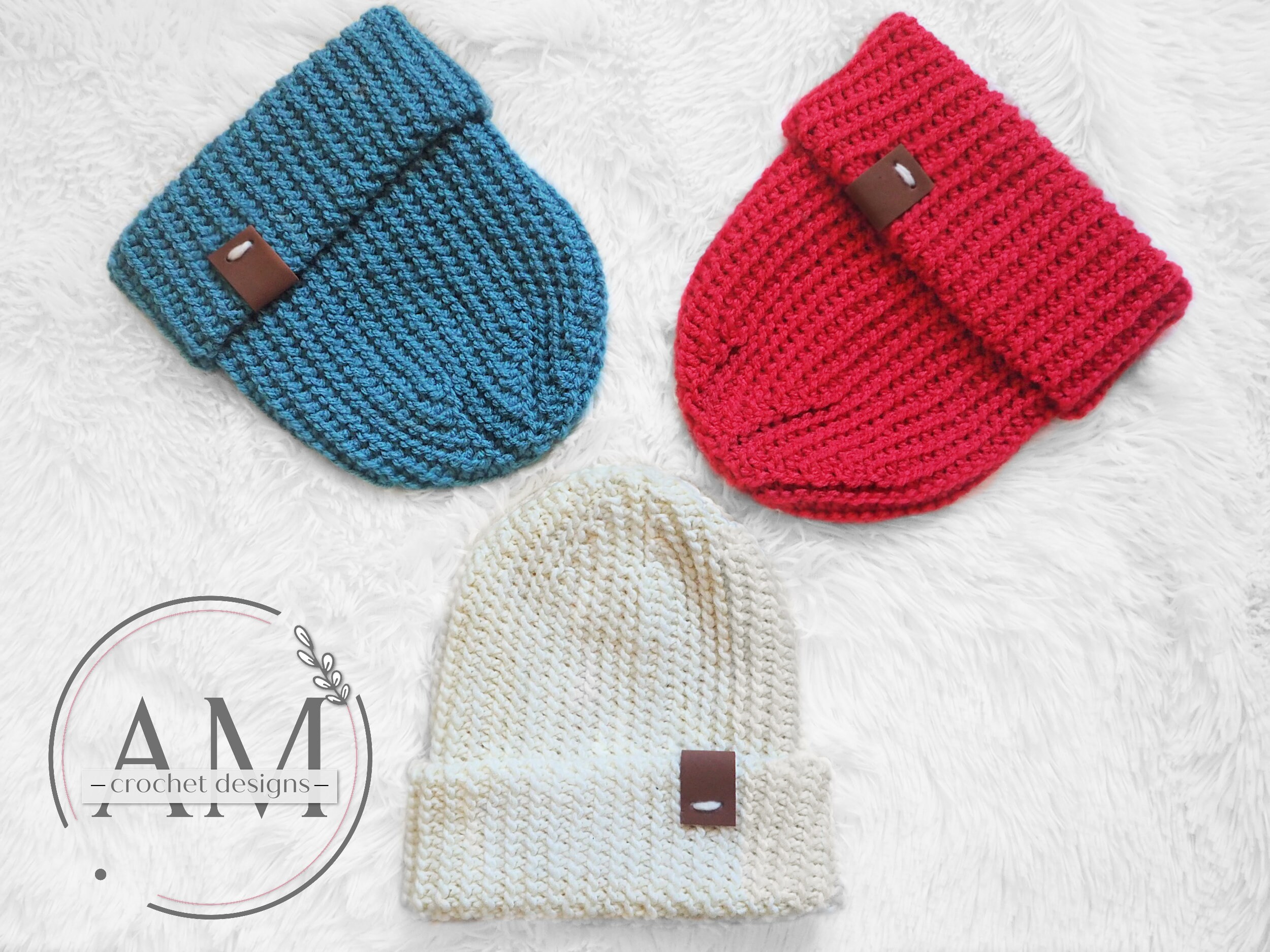 CROCHET PATTERN- CARTER Knit-look Fisherman Style Beanie, Hat, Cropped ...