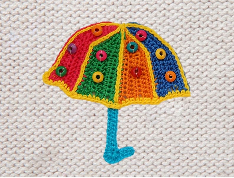 CROCHET PATTERN- Umbrella Applique, Embellishment for Kids (instant ...