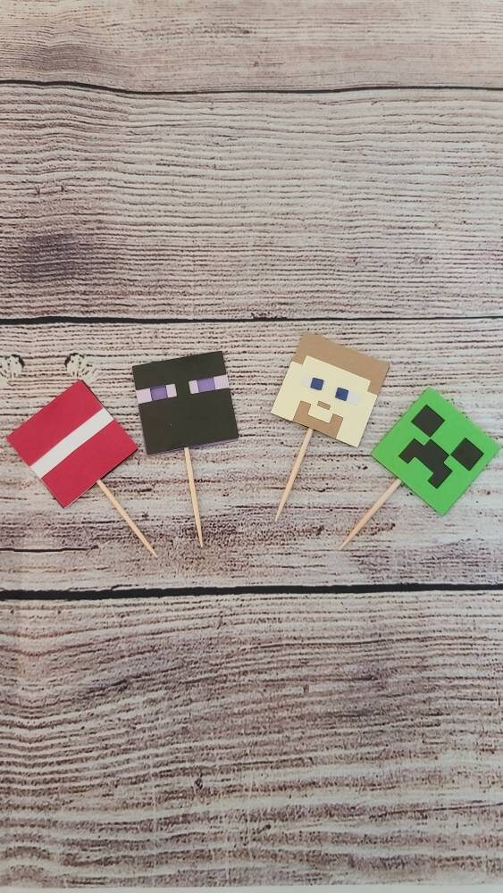 Minecraft Inspired Cupcake toppers | Etsy