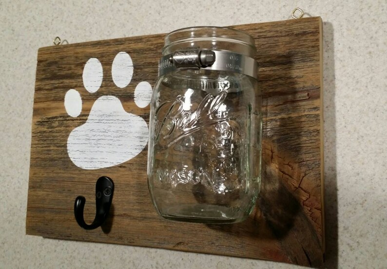 Dog Pet Leash Hook Reclaimed Barn Wood Leash and Treat Station With ...
